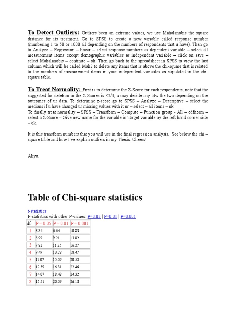 Mahalanobis Distance | PDF | P Value | Dependent And Independent Variables