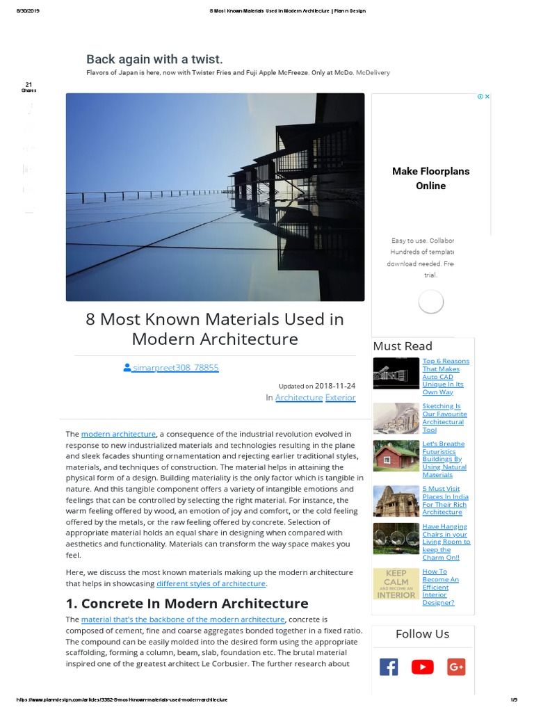 8 Most Known Materials Used in Modern Architecture - Plan N Design ...