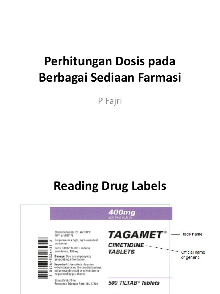Perhitungan Dosis Pada Berbagai Sediaan Farmasi PDF | PDF