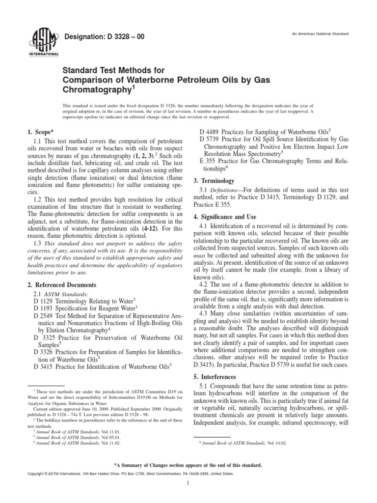 Astm D-3328 - 00 | PDF | Gas Chromatography | Chromatography