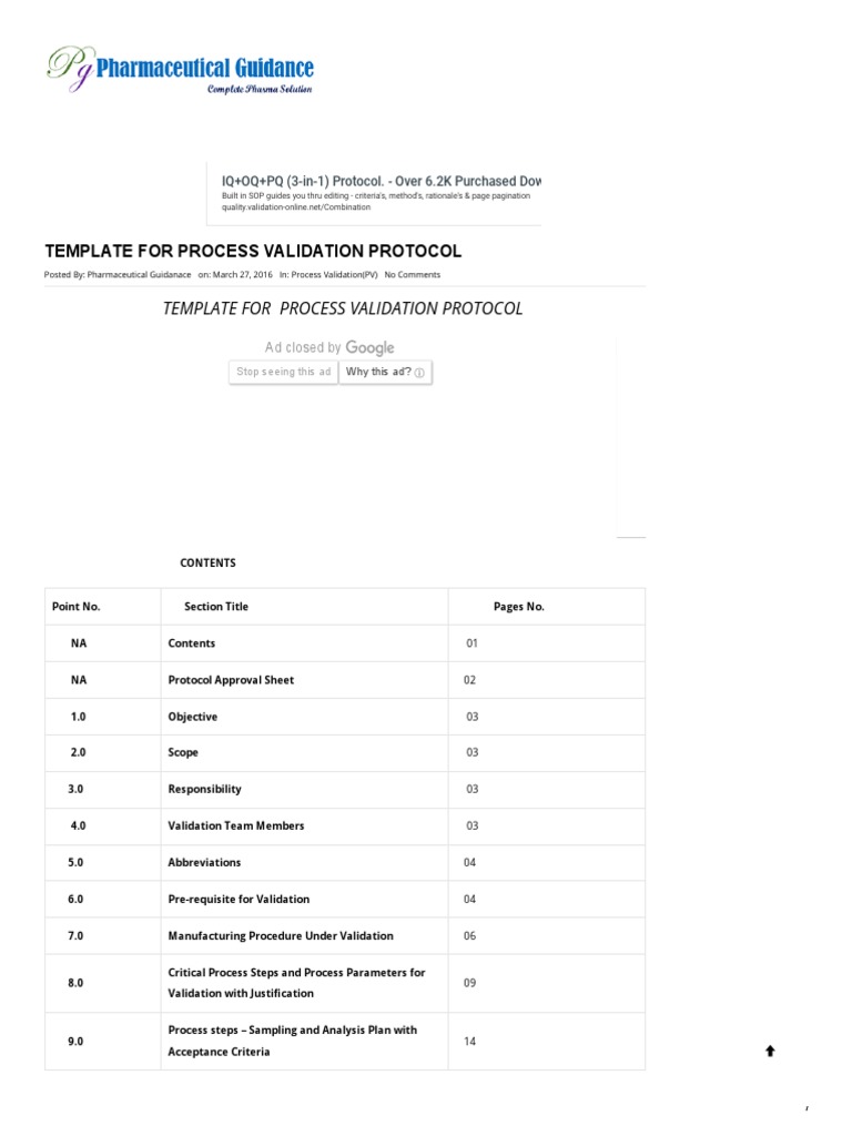 Process Validation Protocol Template | PDF | Verification And ...