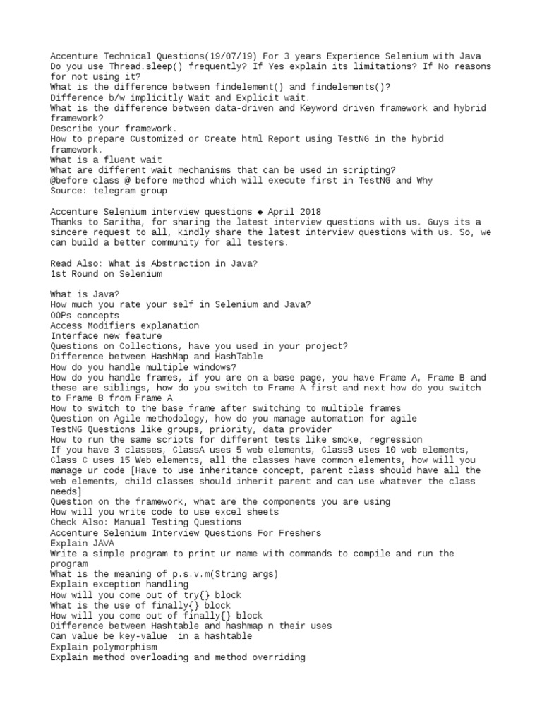 Accenture Selenium Q | PDF | Selenium (Software) | Software Testing