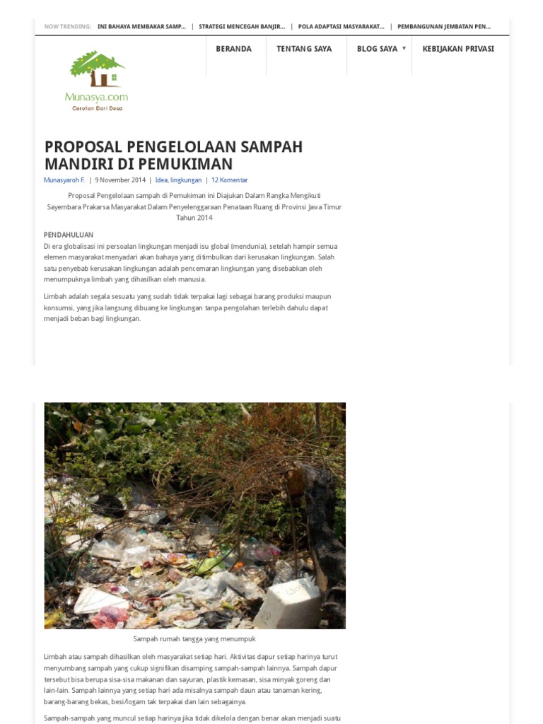 Proposal Pengelolaan Sampah Mandiri Di Pemukiman | PDF | Griya & Taman