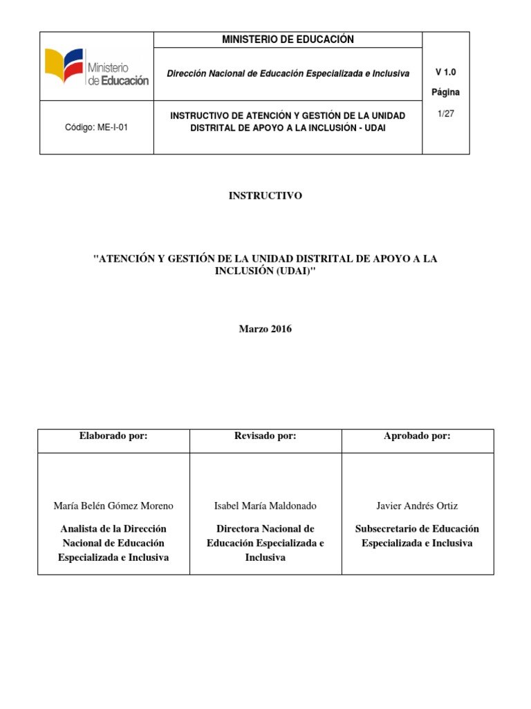 Instructivo Udai Correciones Marzo | PDF | Inclusión (Educación ...