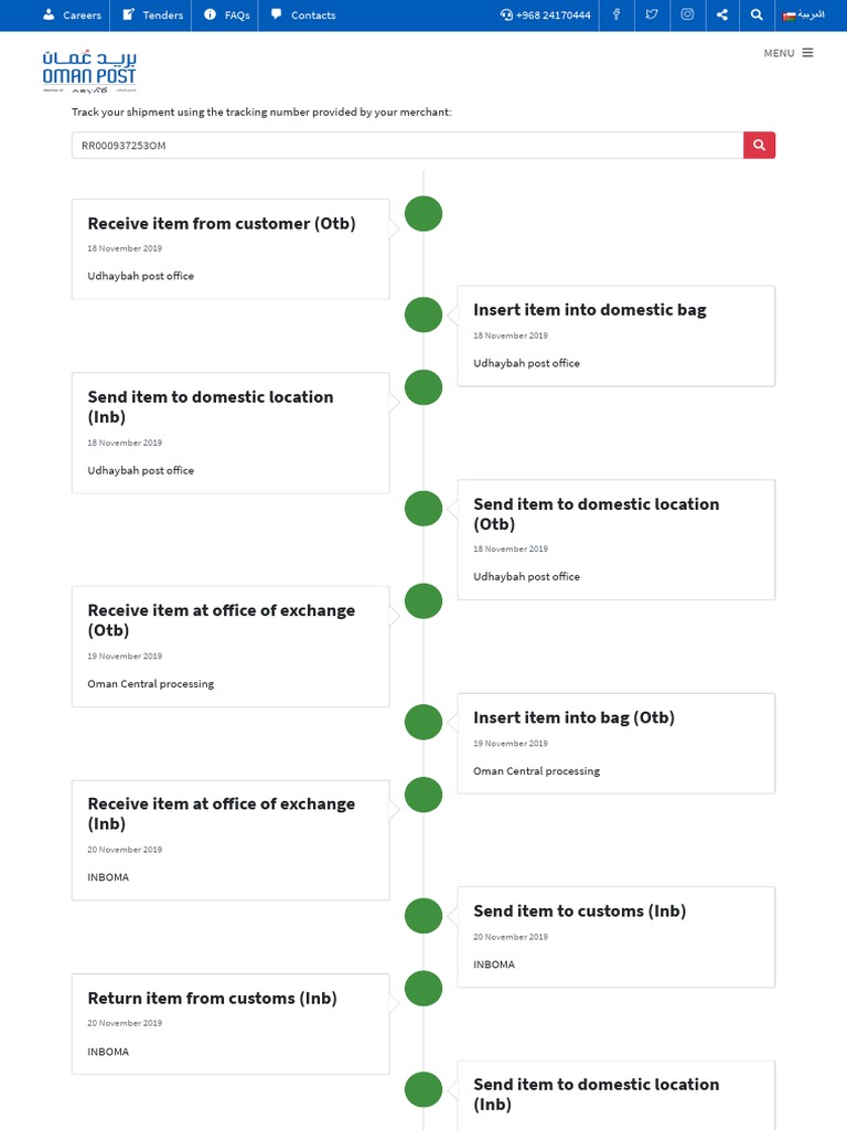 Oman Post - Track & Trace | Download Free PDF | Freight Transport | Postal System