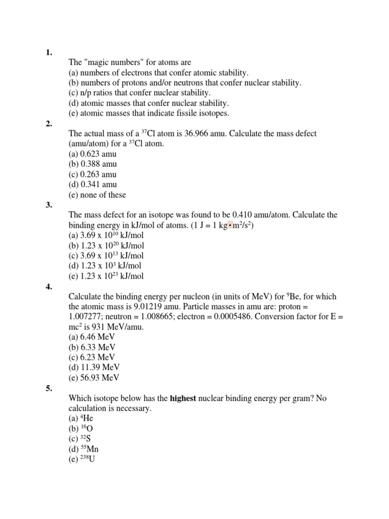 1 Quiz | PDF | Neutron | Radioactive Decay