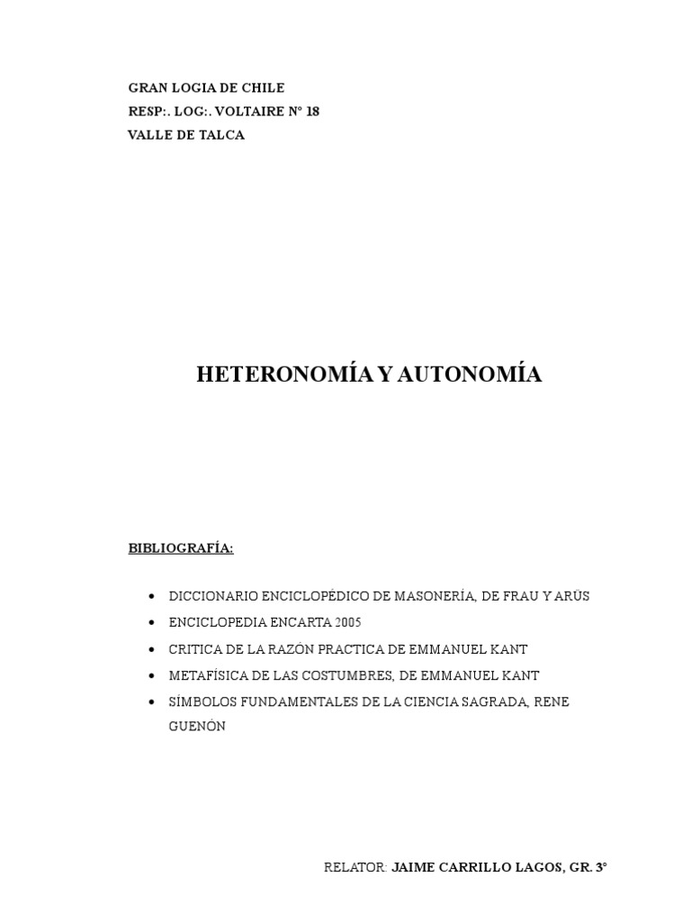 Autonomia y Heteronomia | PDF | Moralidad | Razón