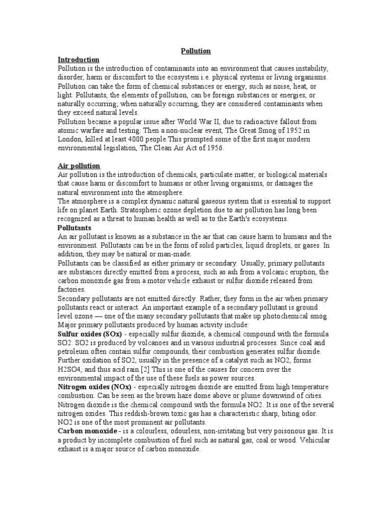 Air Water Land Noise Pollution Information and Pics | PDF | Smog | Air ...