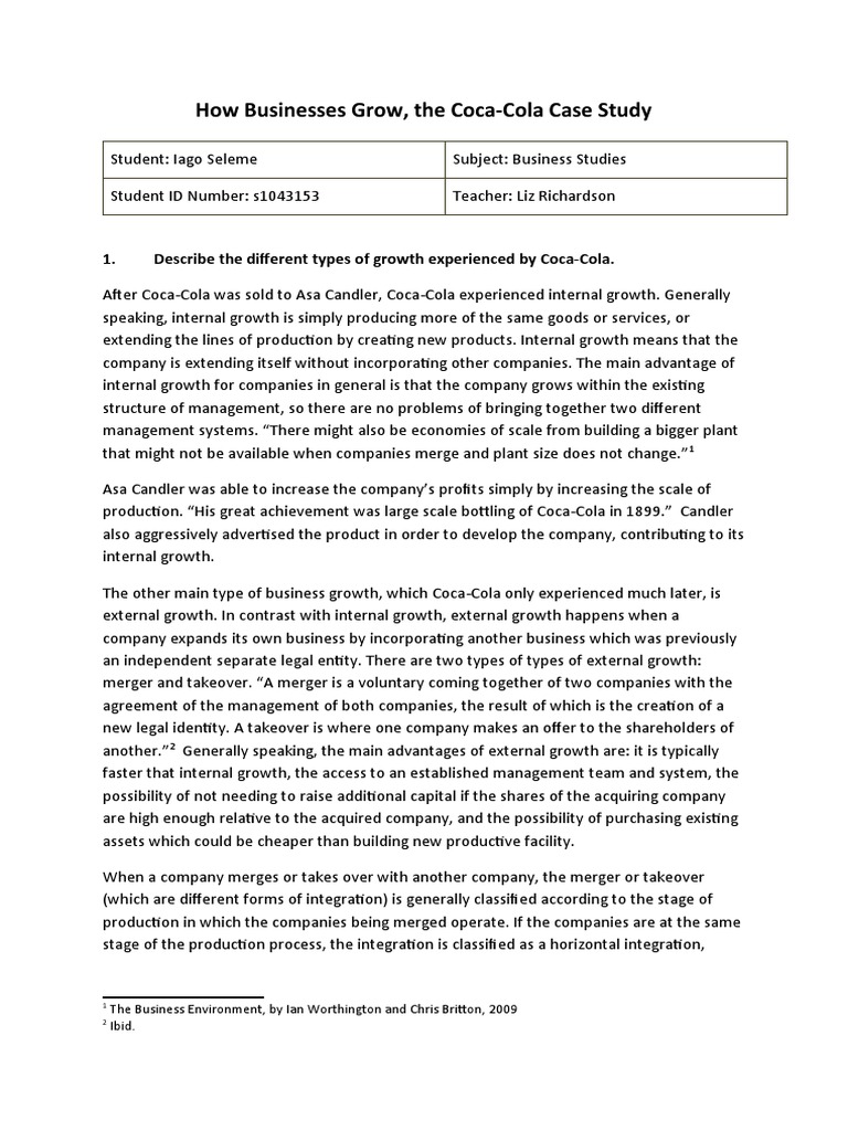 Coca-Cola's Growth Strategies Explained | PDF | The Coca Cola Company ...