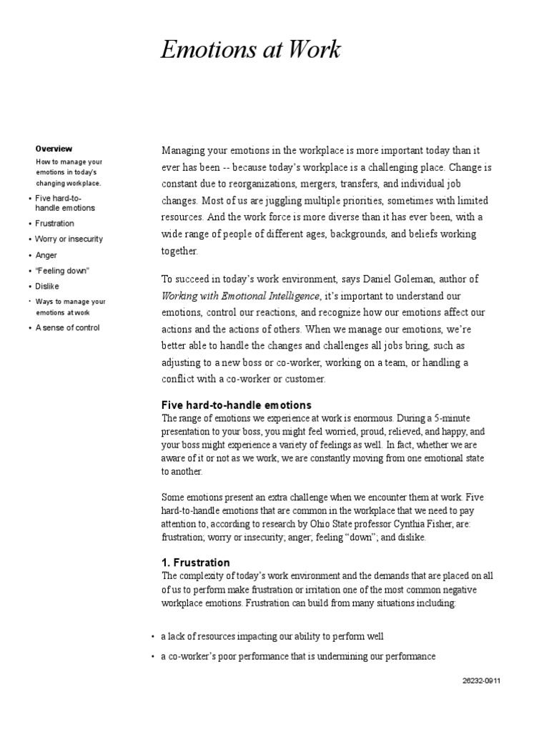Emotions at Work | PDF | Anger | Emotions
