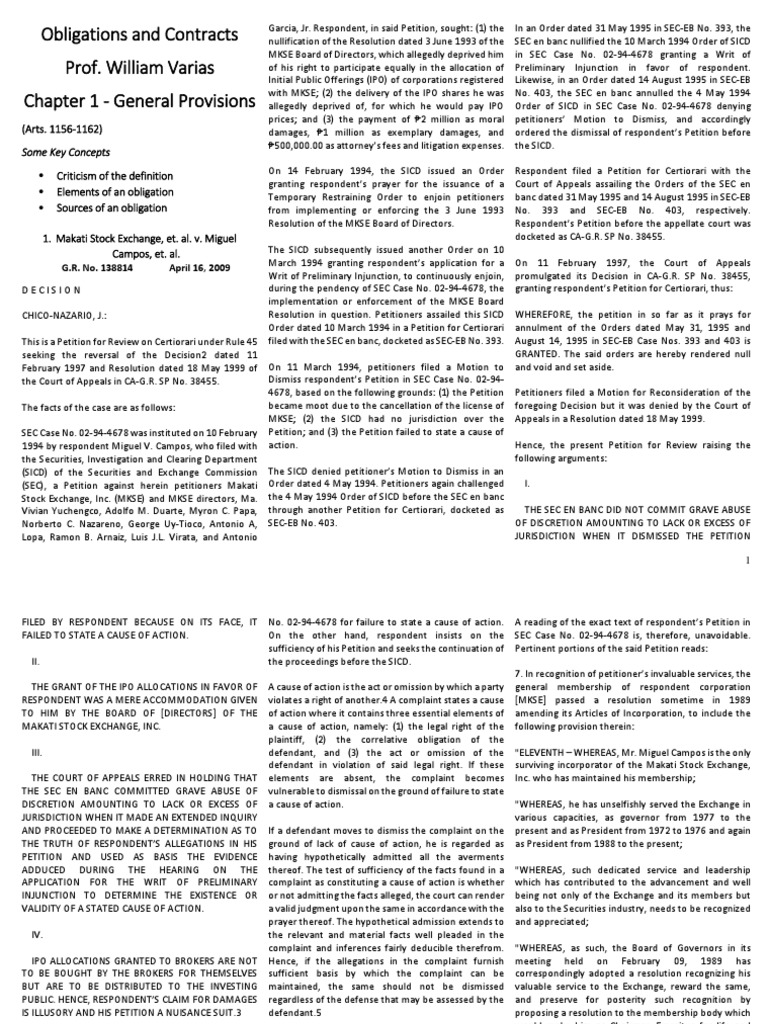 ObliCon - Chapter 1-2 - No 1-16 Cases - Full Text | PDF | Offer And Acceptance | Judgment (Law)