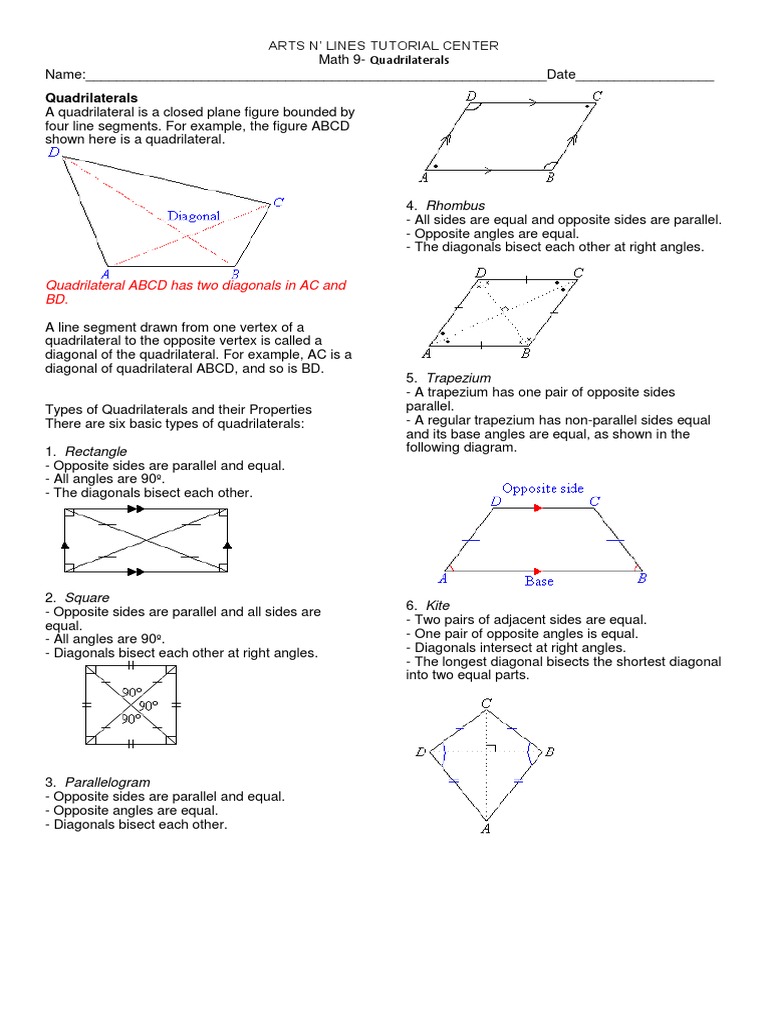 Kinds of Quadrilateral1-Question | PDF | Rectangle | Convex Geometry
