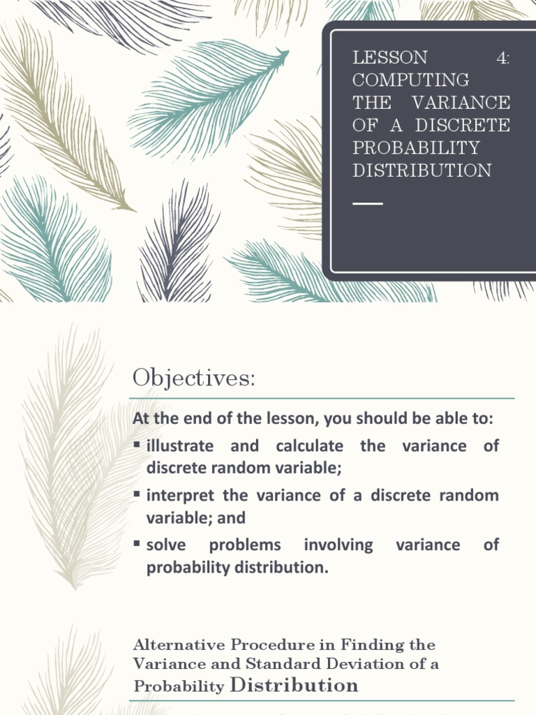 Lesson 4 Computing The Variance of A Discrete Probability Distribution | PDF | Variance | Random ...