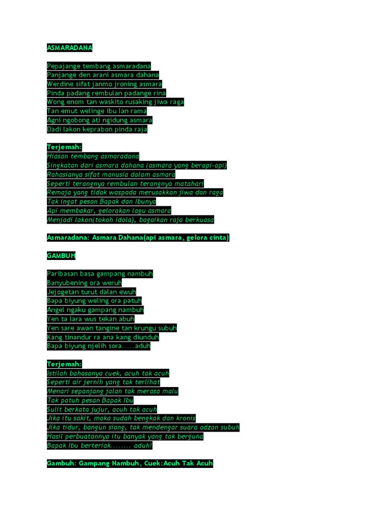 Makna dan Pesan Tembang Asmaradana | PDF
