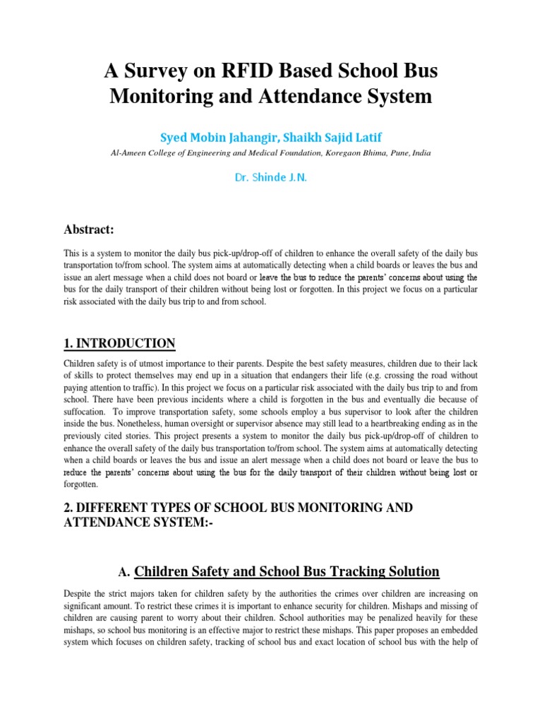 A Survey On RFID Based School Bus Monitoring and Attendance System ...
