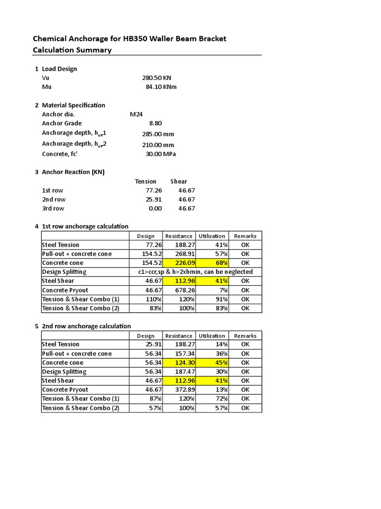 Waller Beam Bracket Calculation Summary | PDF | Concrete | Horticulture ...