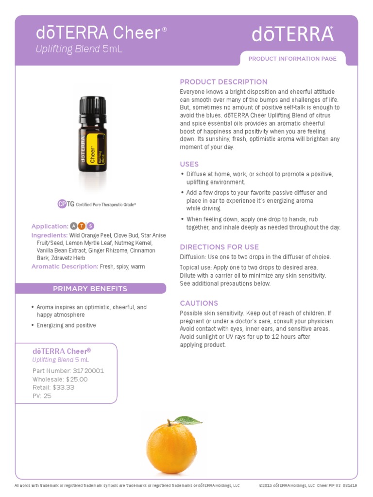 Doterra Cheer Essential Oil Blend | PDF | Essential Oil | Spice