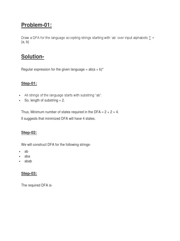 Problems DFA | PDF | String (Computer Science) | Regular Expression