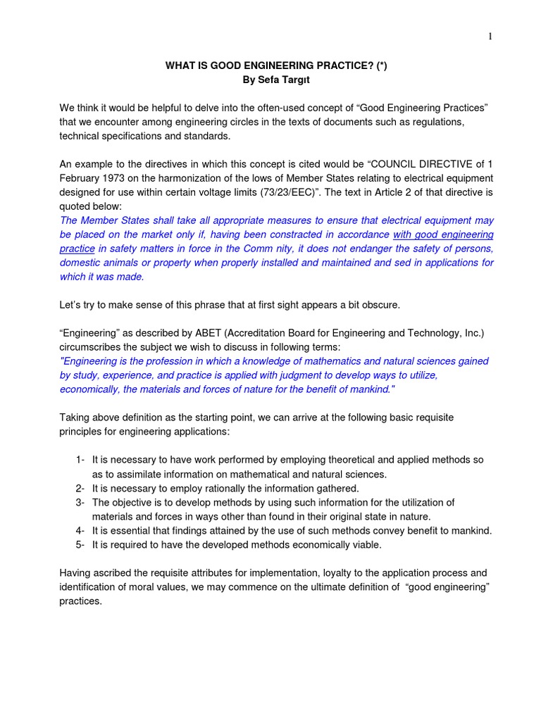 What Is Good Engineering Practice | PDF | Engineering | Science