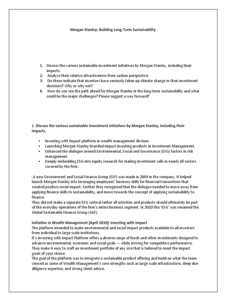 Morgan Stanley Sustainability | PDF | Investor | Sustainability