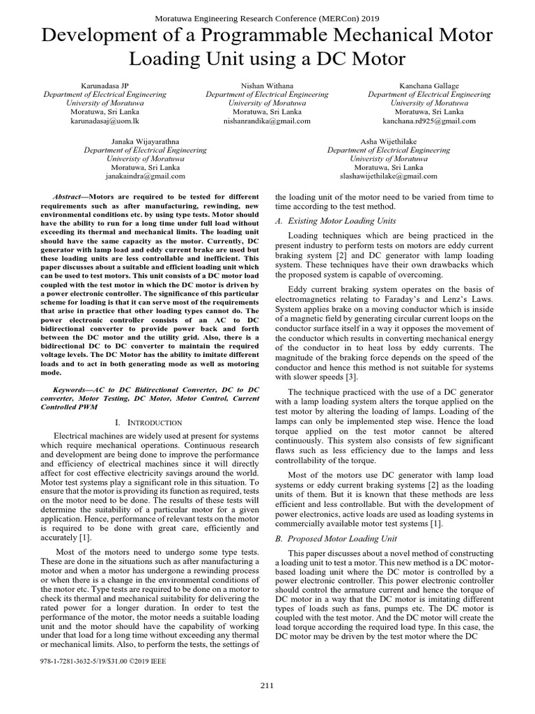 Programmable Mechanical Motor Loading Unit Using A DC Motor | Download ...