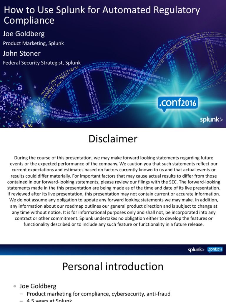 How To Use Splunk For Automated Regulatory Compliance PDF | PDF ...