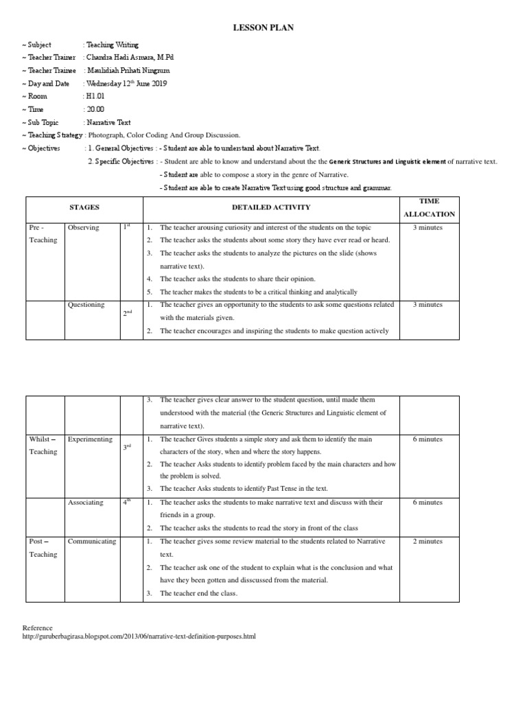 Dias Lesson Plan Narrative Text | PDF | Narrative | Lesson Plan