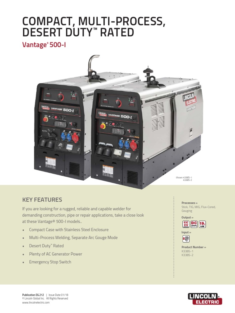 Vantage® 500-I (Disel Engine+Electric | PDF | Welding | Construction
