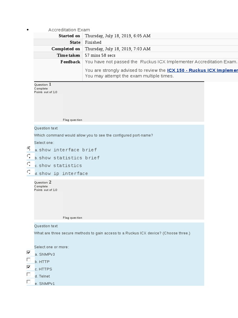 Ruckus Wired Accreditation Exam | PDF | Communications Protocols | Computer Network