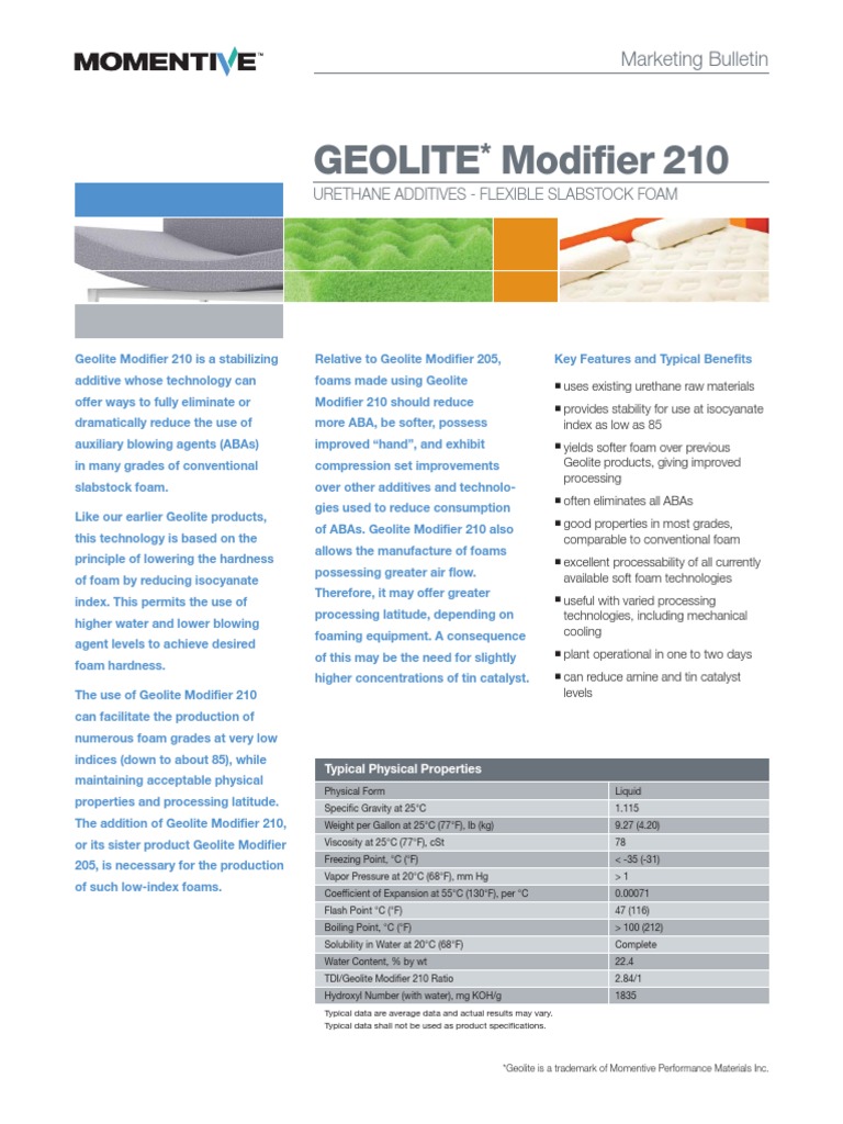 Geolite Modifier 210 | PDF | Foam | Polyurethane