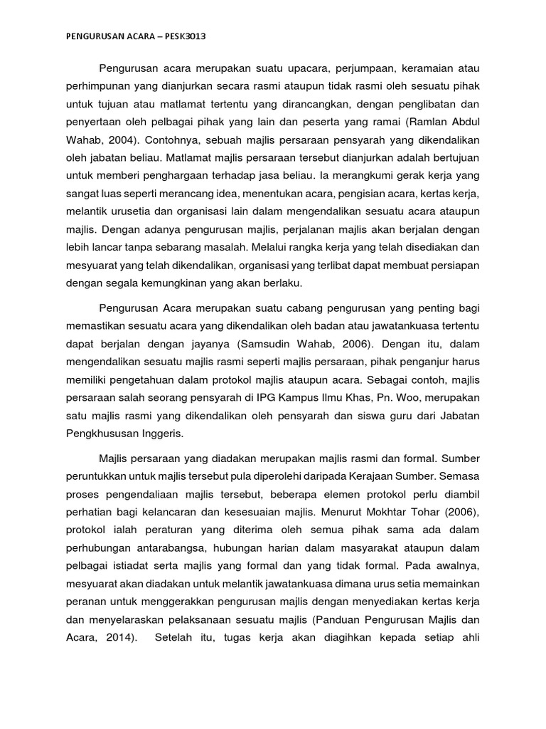 Pengurusan Acara | PDF