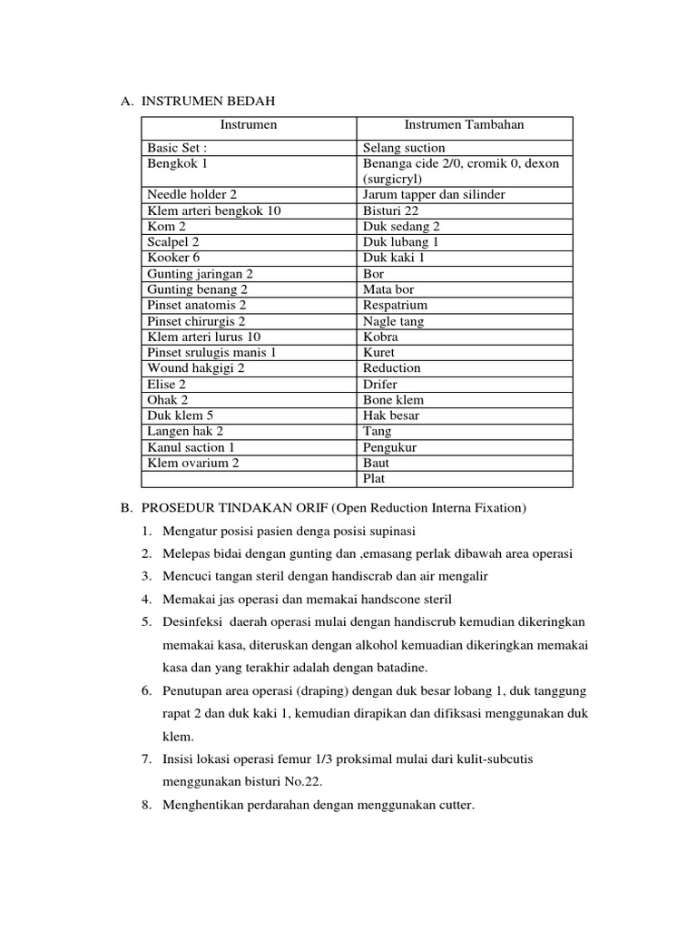 SOP ORIF Post Op | PDF