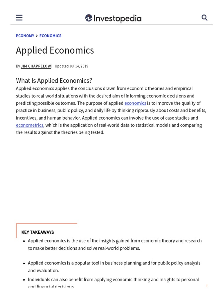 Applied Economics Definition | PDF | Economics | Behavioral Economics