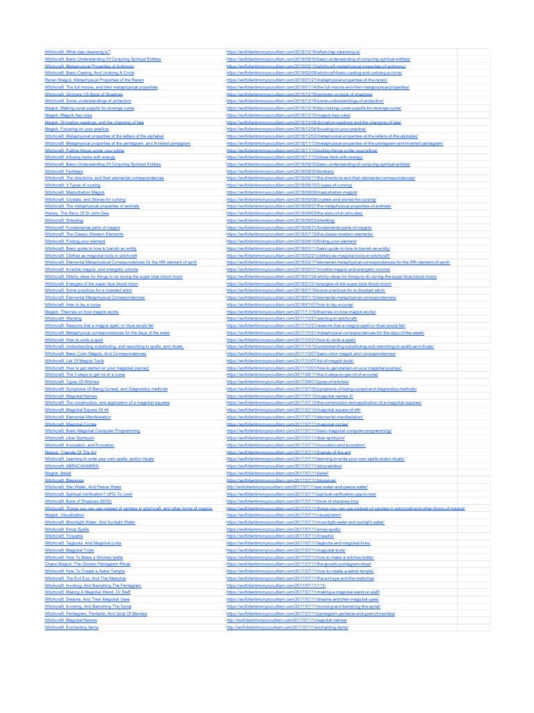 Wolf of Antimony's Master List For Spells, Rituals, Methods, Techniques ...