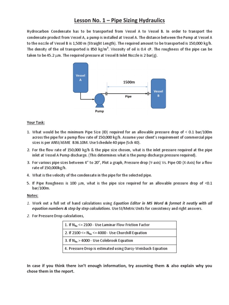 Process Line Sizing Task and Solution PDF | PDF | Pipe (Fluid ...
