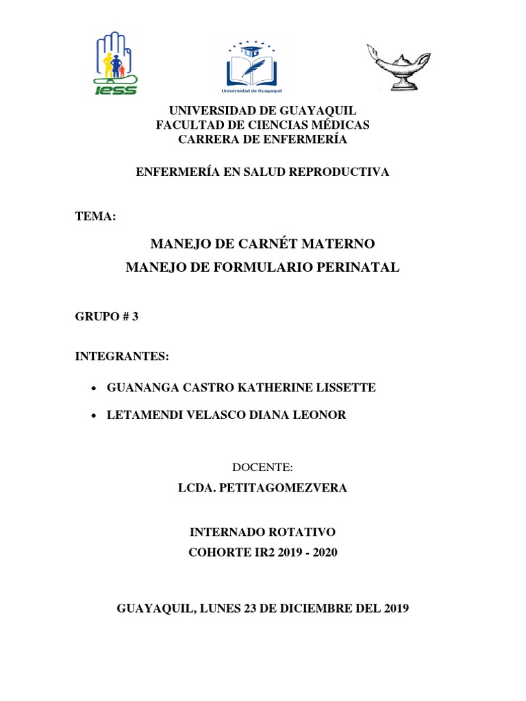 Manejo de Carnet Materno y Formulario Perinatalexpodosrupo3 | PDF | El ...