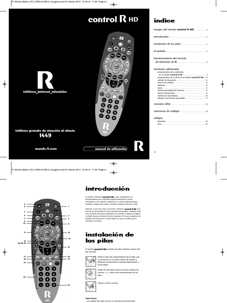 1 portada manual nuevo mando R HD,0.pdf | Control remoto | Tecnología