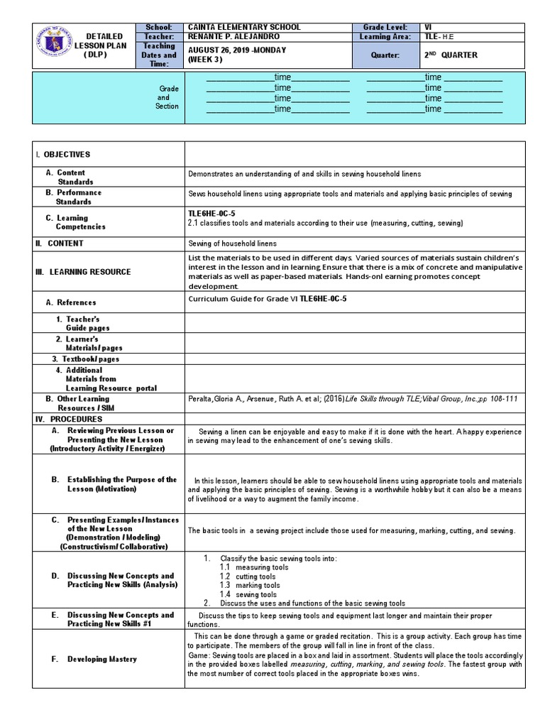 DLP 6 Tle - He Q2 Aug. 26-30 Week 3 | PDF | Differentiated Instruction ...