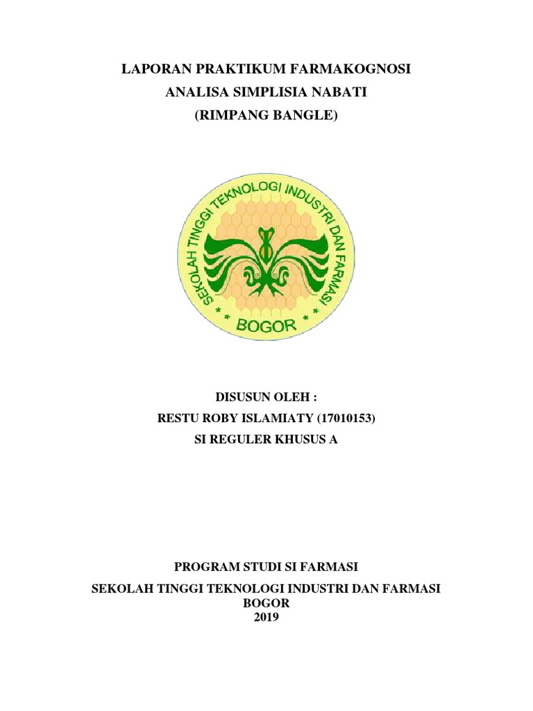LAPORAN PRAKTIKUM FARMAKOGNOSI (Analisa Simplisia Nabati) | PDF | Sains & Matematika