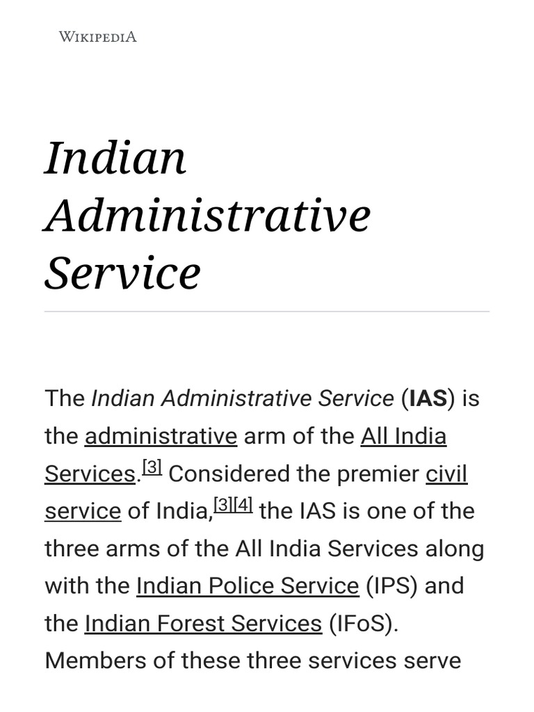 Indian Administrative Service - Wikipedia PDF | PDF | Government Of ...