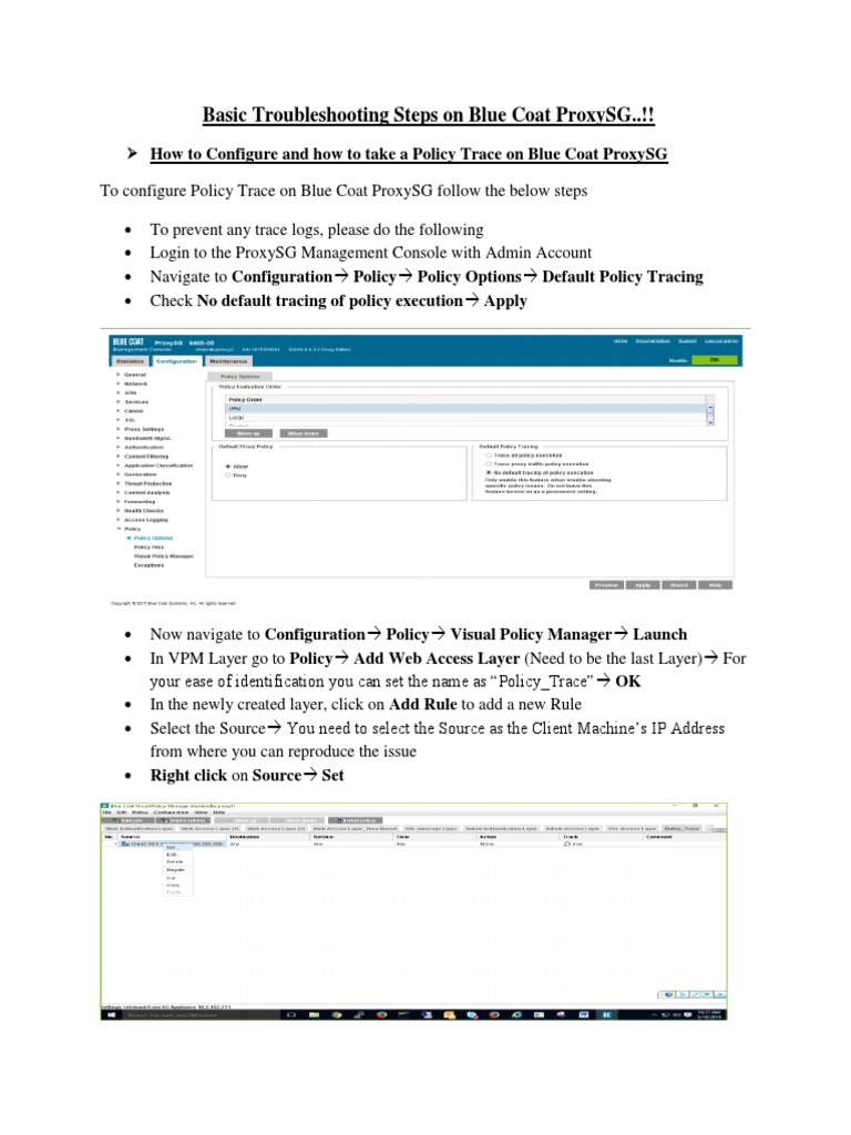 Basic Troubleshooting Steps On ProxySG | PDF | Ip Address | Cyberspace