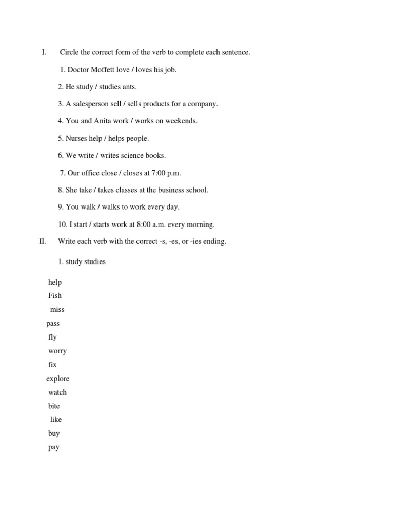 Circle the Correct Verb Forms Worksheet | PDF | Foreign Language ...