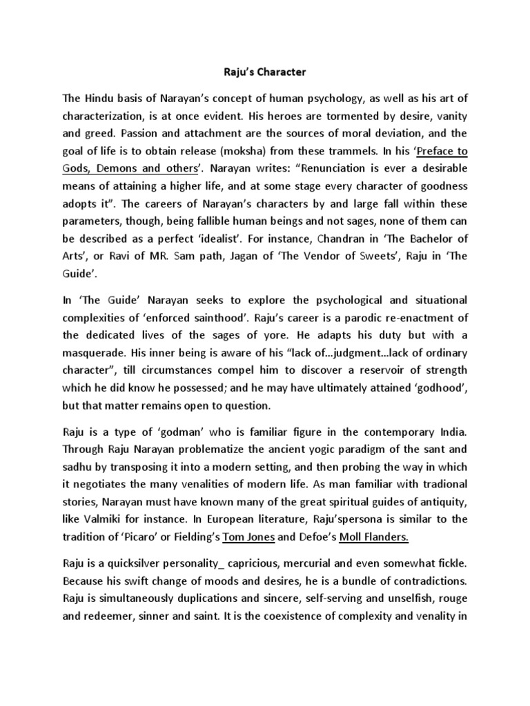 Raju: A Complex Tragic Hero in The Guide | PDF | Reincarnation | Indian ...
