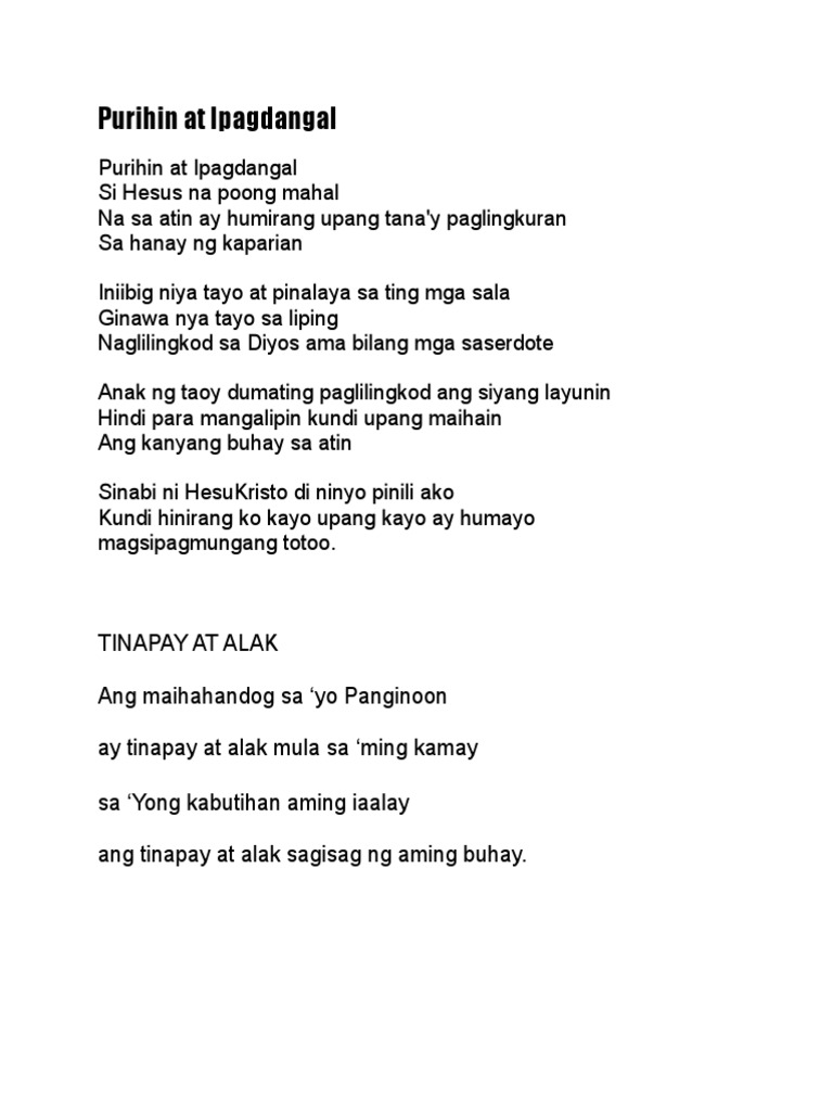 Lyrics Fiesta Mass | PDF
