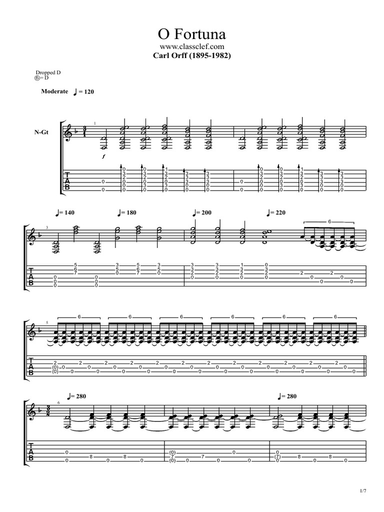 O Fortuna Sheet Music and Tabs | PDF | Compositions | Classical Music