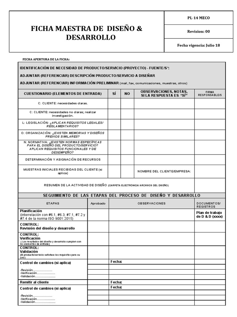 Hoja De Trabajo Del Proceso De Diseño