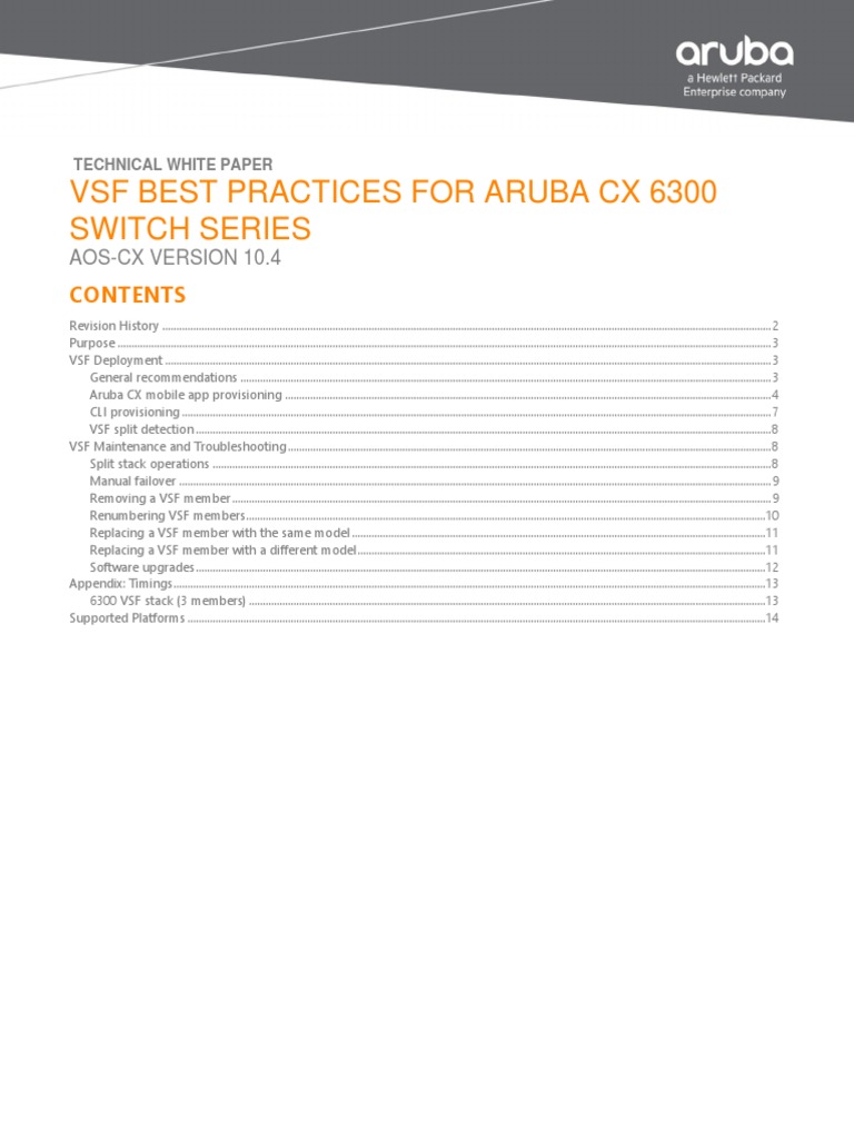 AOS-CX VSF Best Practices | PDF | Usb | Network Topology