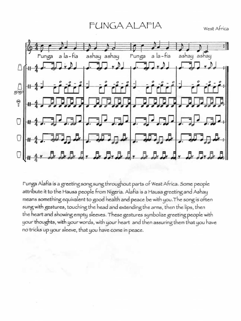 Funga Alafia - Traditional West African Greeting Song | PDF