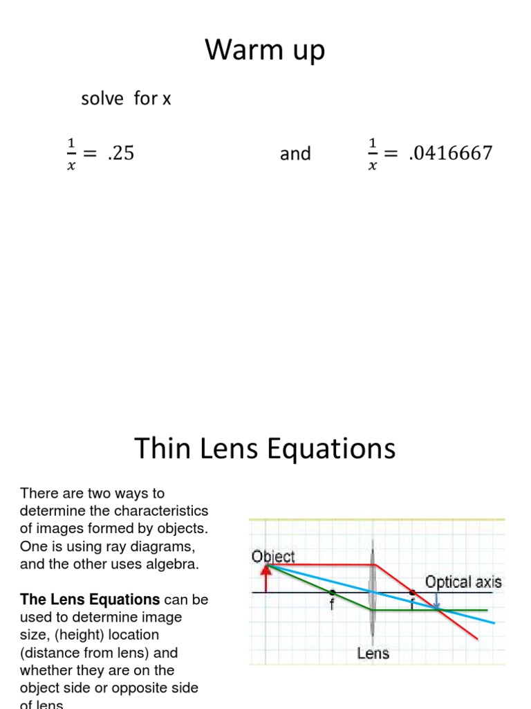 Lens Equations Lesson PPT | PDF