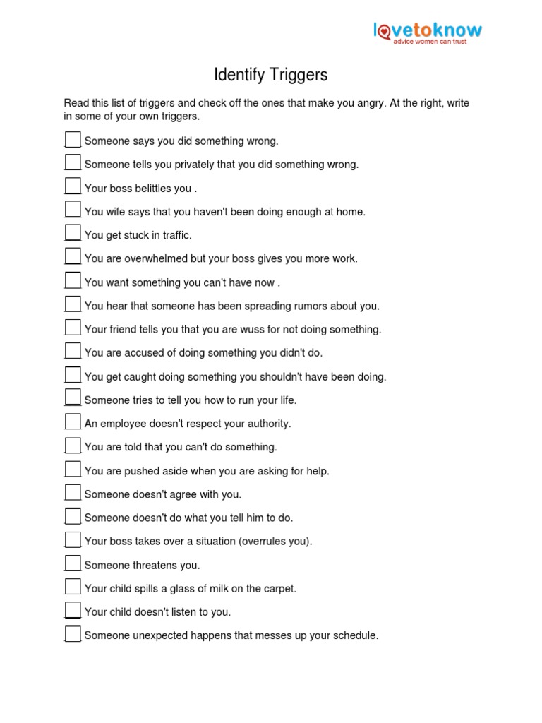 Identifying Personal Triggers: A Self-Reflection Exercise to Increase ...